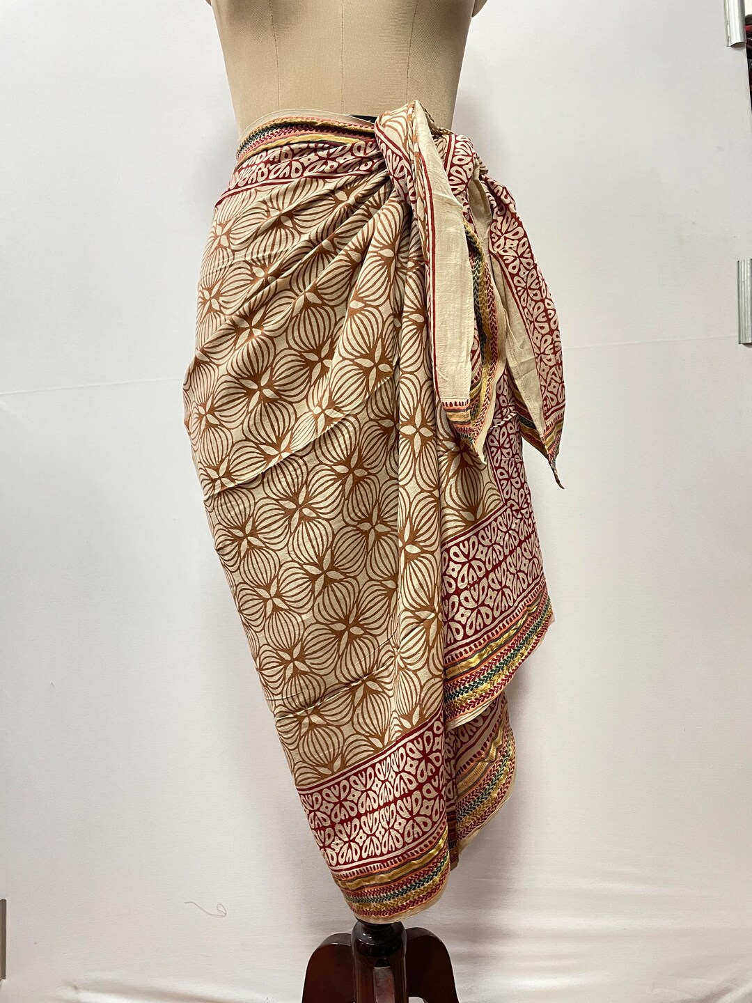Hand Block Printed Cotton Sarong Beach Cover-up Indian Pareo - Etsy