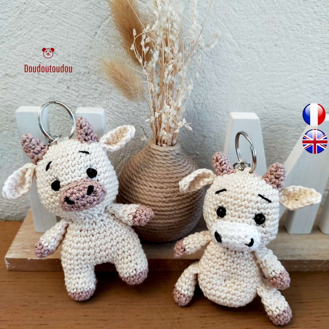Cow Keychain Crochet Pattern - Cow Crochet Pdf - Keychain Cow Crochet ...