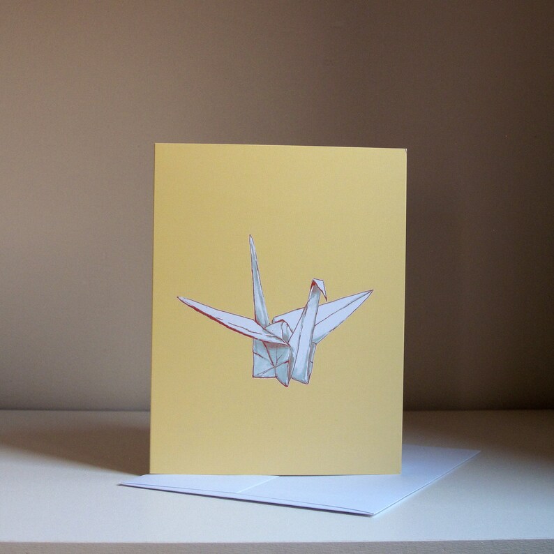 Paper Crane Card Origami Crane Art Stationery - Etsy