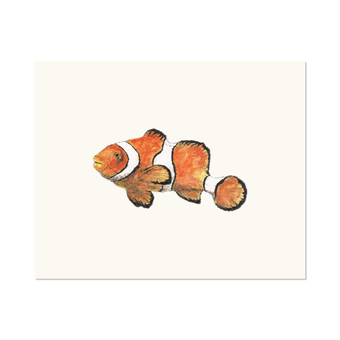 Clownfish 8x10 Unframed Fish Art Print Animal Watercolor Illustration ...