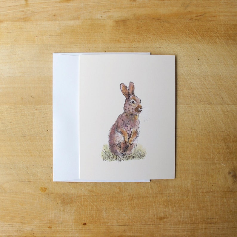Rabbit Card Bunny Rabbit Art Stationery - Etsy