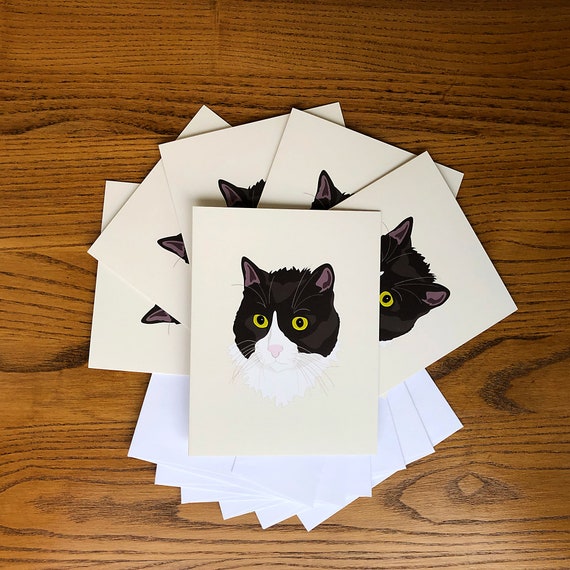 Casual Cat Card Boxed Set Cat Art Stationery Gift Set | Etsy