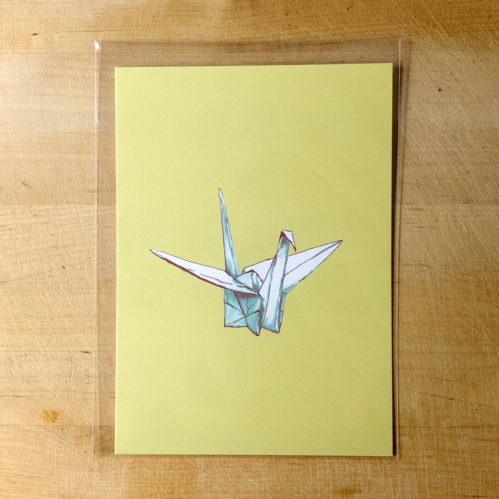 Paper Crane, Origami Art Gift Print 5x7 Orizuru Animal Illustration ...