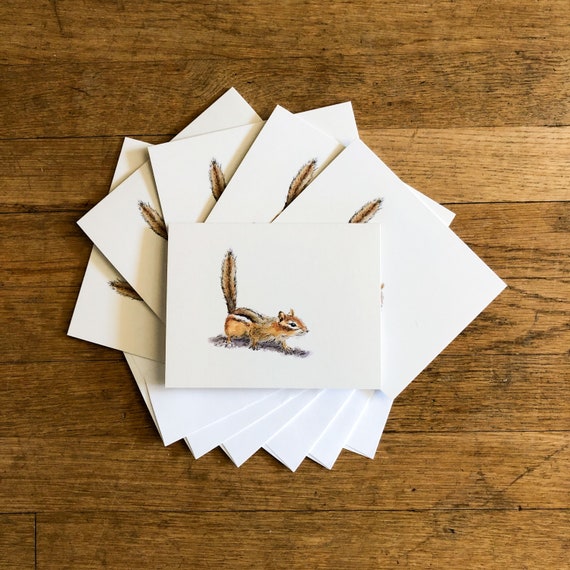 Curious Chipmunk Card Boxed Set Chipmunk Art Stationery Gift | Etsy