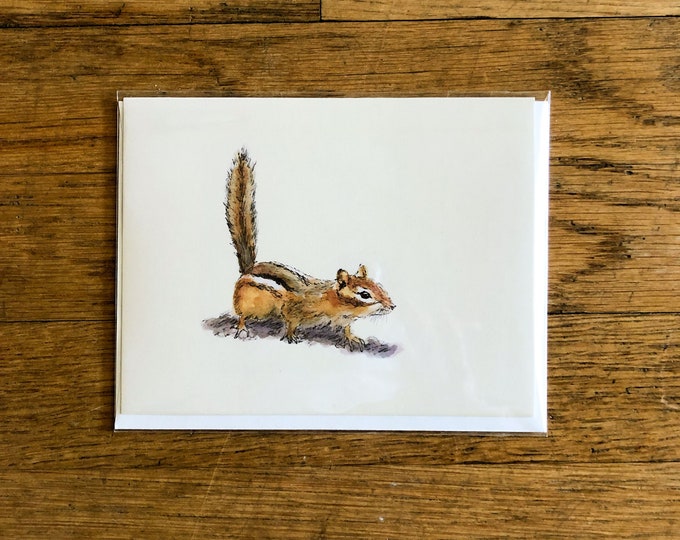 Curious Chipmunk Card, Chipmunk Art Stationery - Etsy