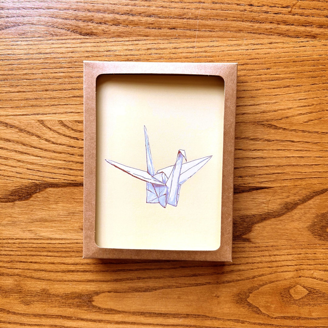 Paper Crane Card Set, Origami Art Stationery Gift - Etsy