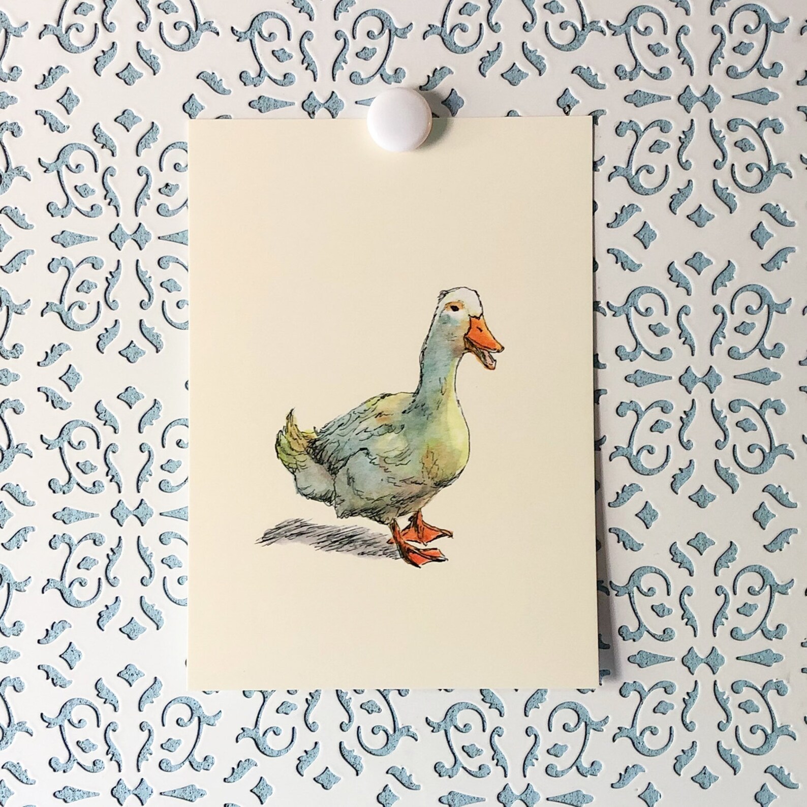 Waddle Duck, Bird Art Gift Print 5x7 Animal Watercolor Illustration ...