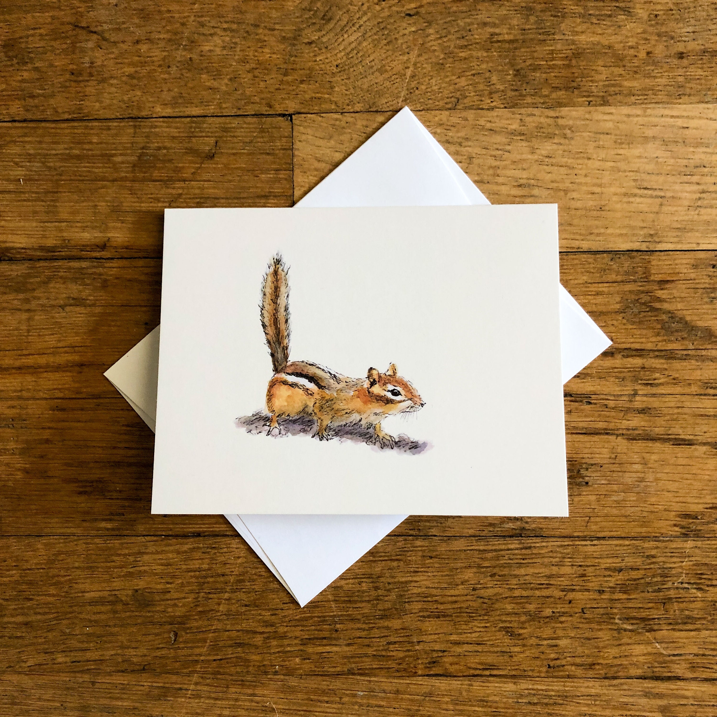 Curious Chipmunk Card Chipmunk Art Stationery | Etsy