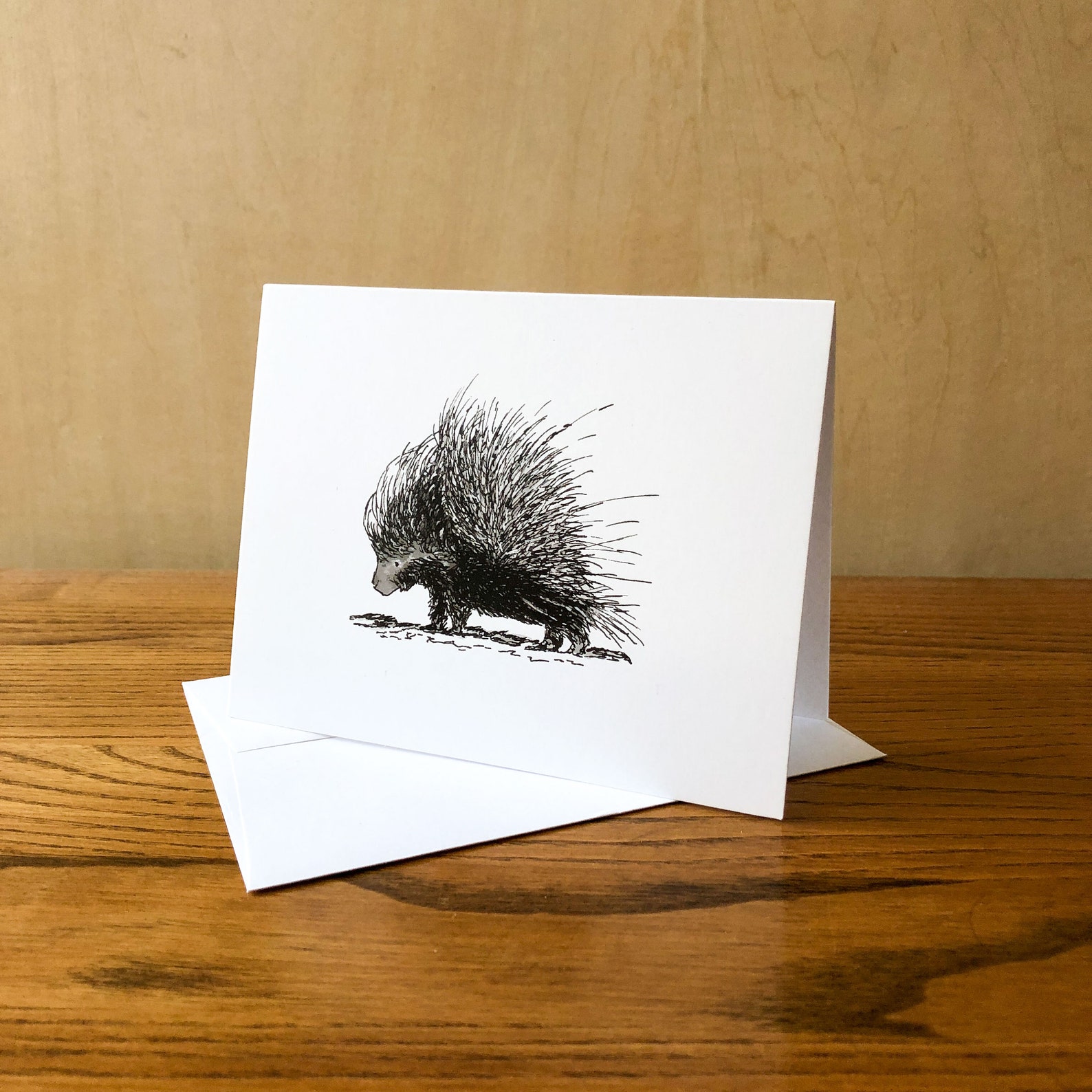 Porcupine Card, White Background, Porcupine Art Stationery - Etsy