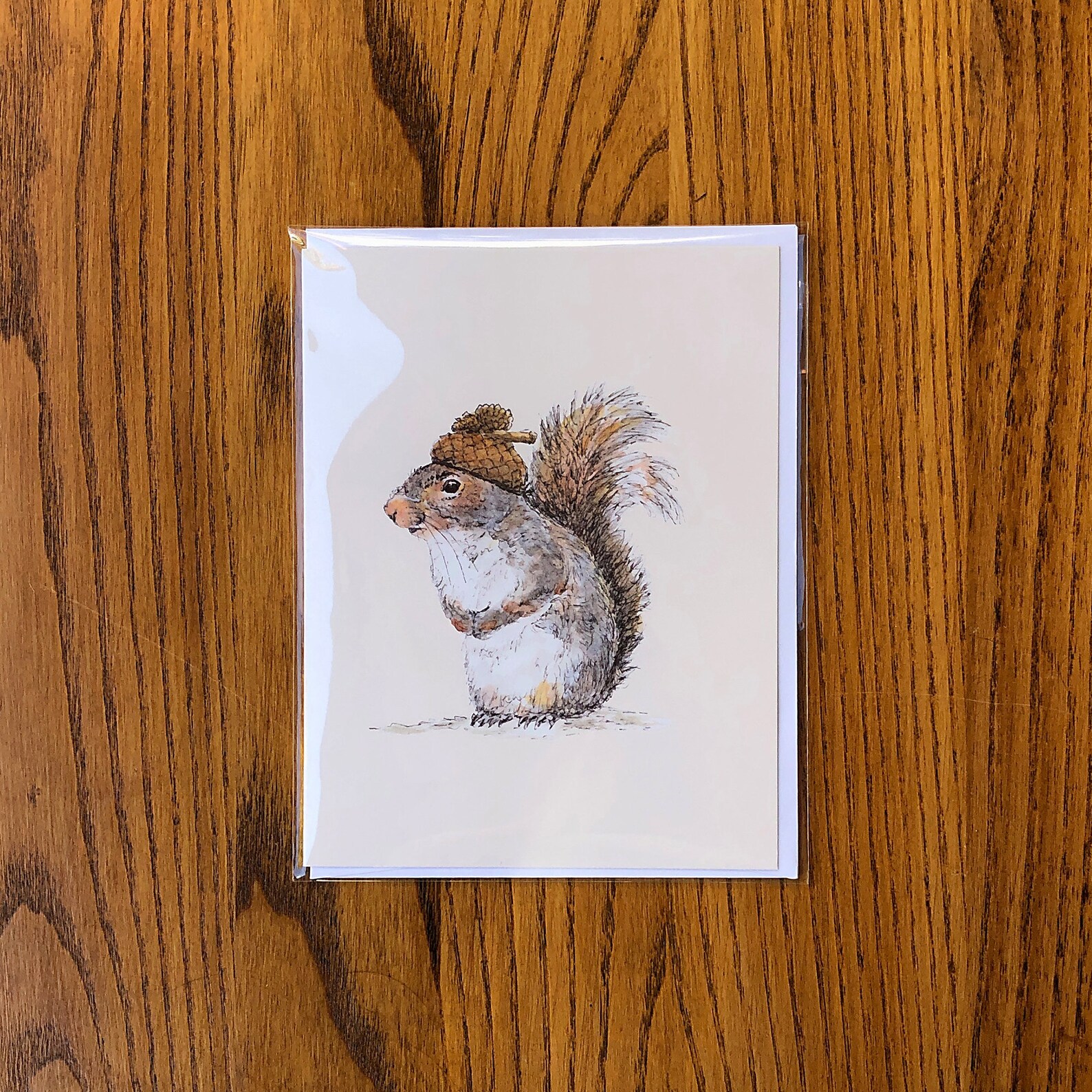 Acorn Hat Squirrel Card Squirrel Art Stationery - Etsy