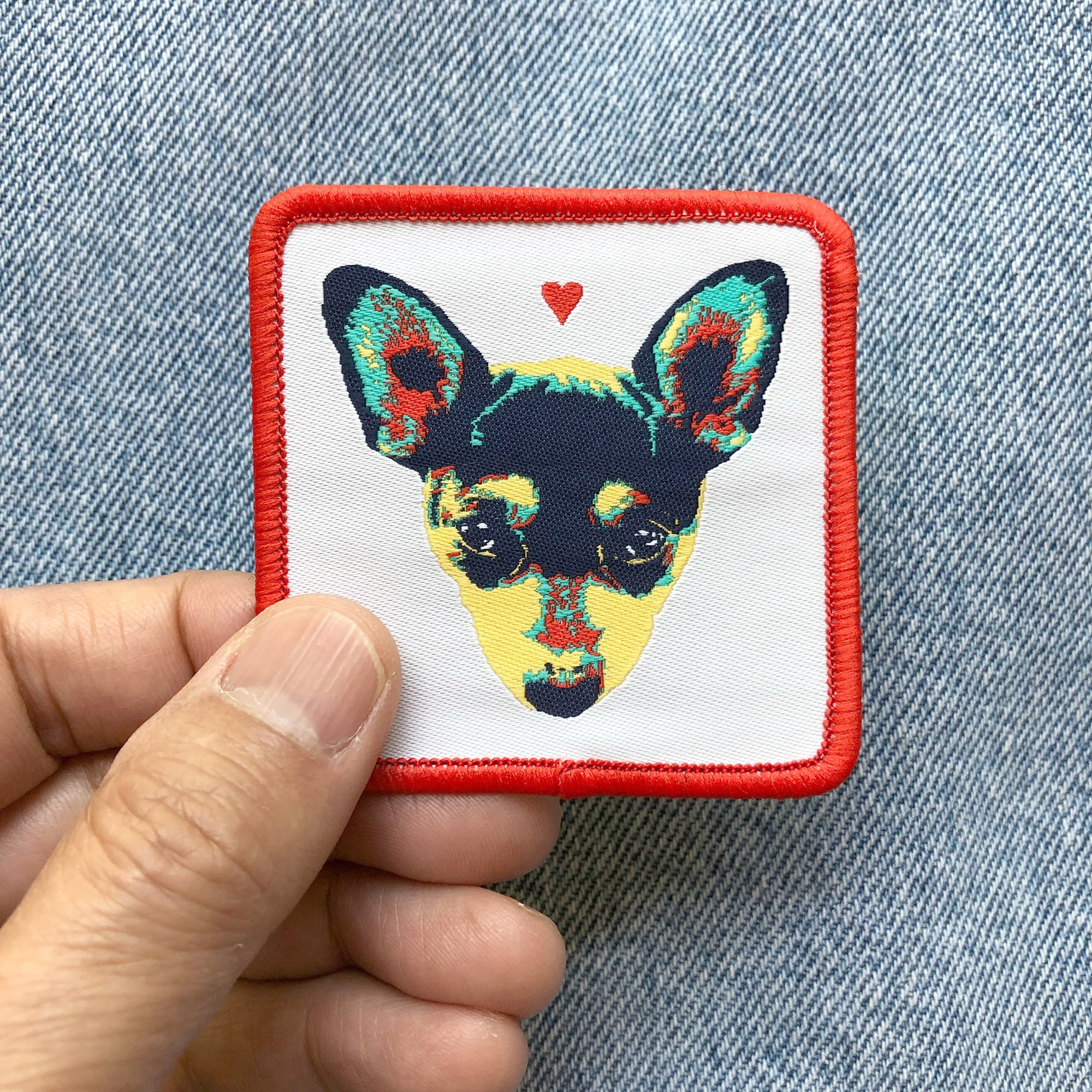 Chihuahua Love Patch woven iron-on patch cute pet dog | Etsy