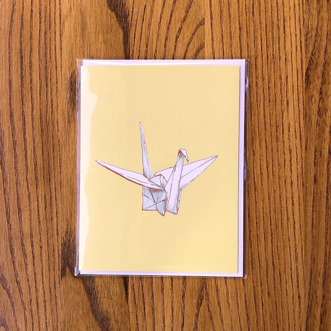 Paper Crane Card, Origami Crane Art Stationery - Etsy