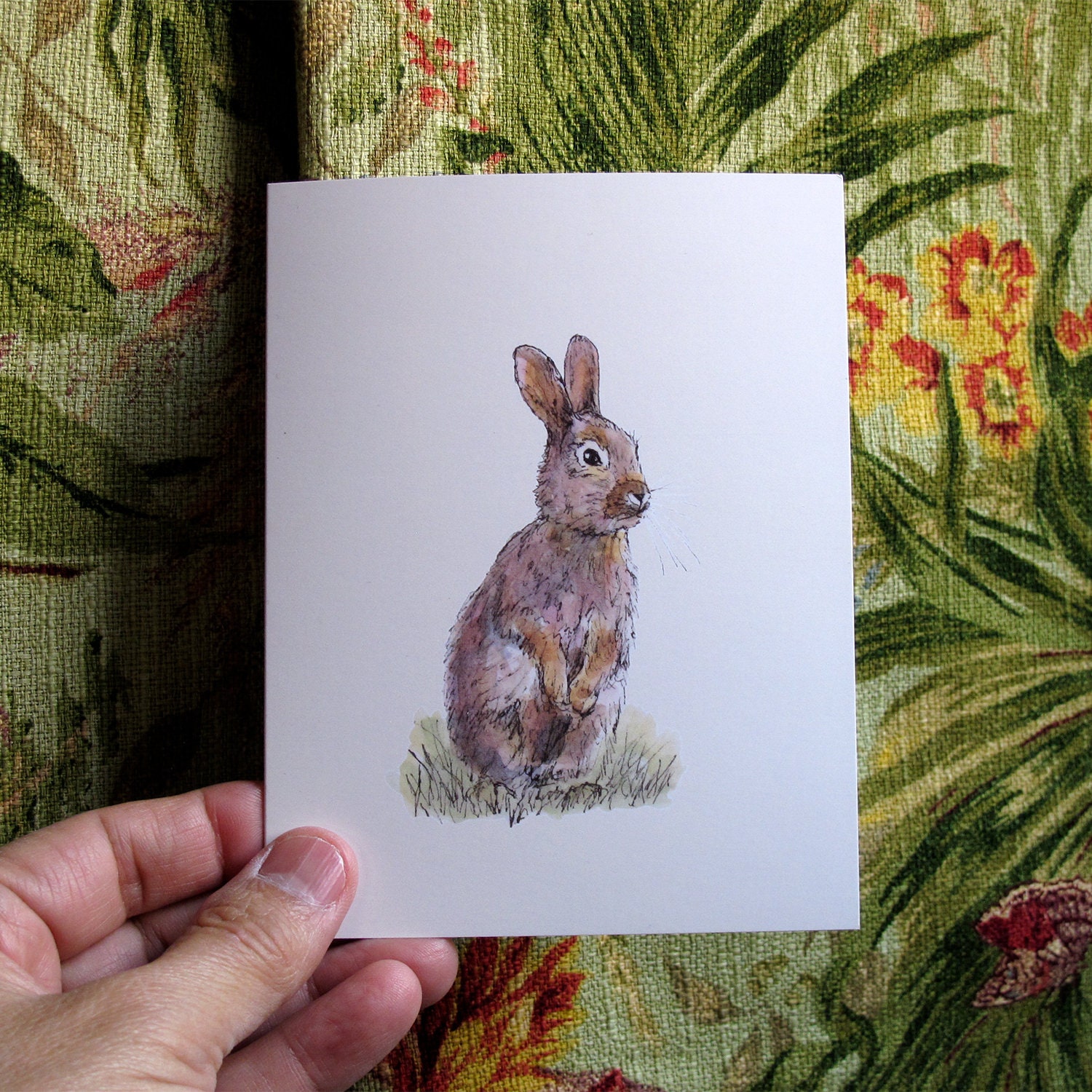 Rabbit Card Bunny Rabbit Art Stationery | Etsy