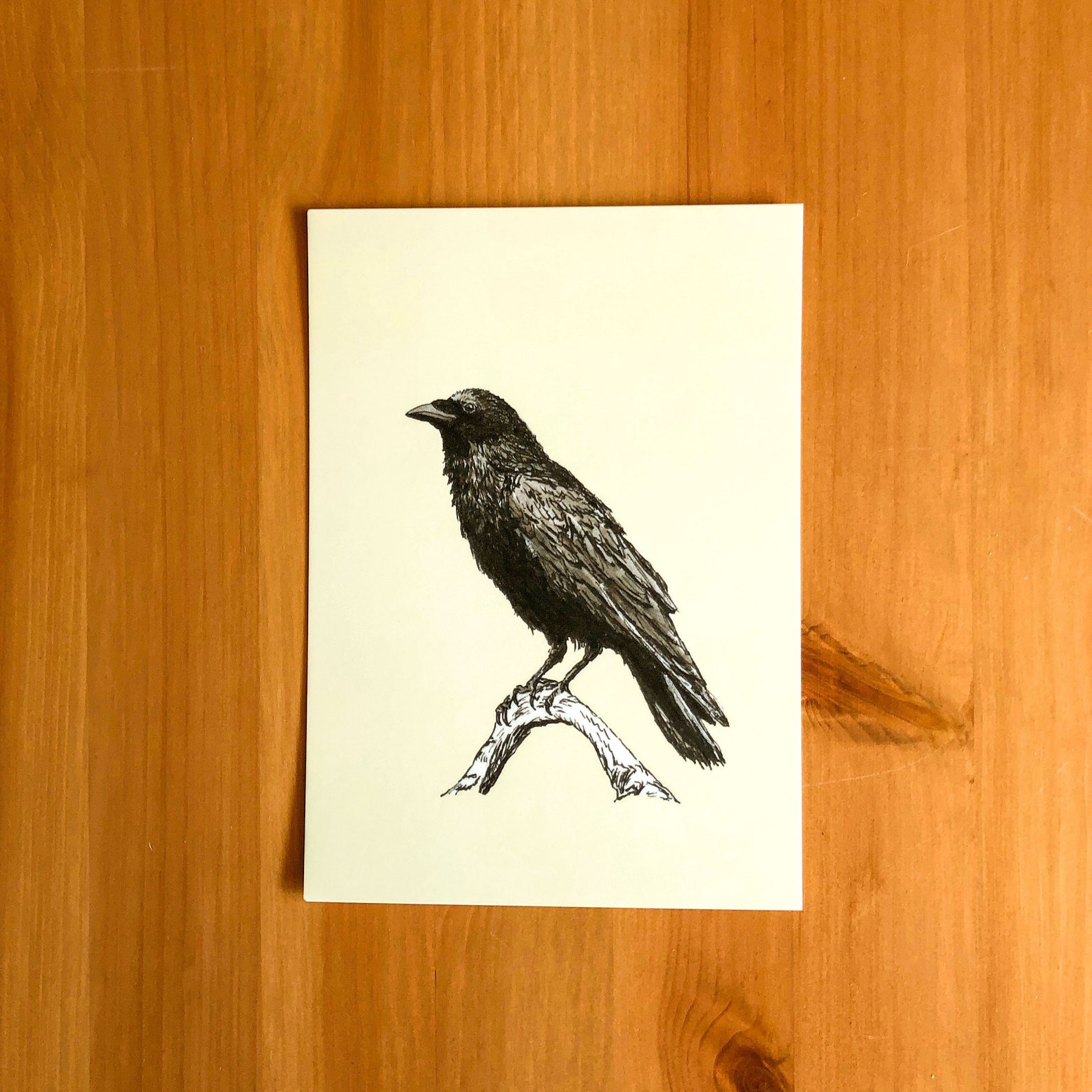 Raven M Art Print 5x7 Animal Illustration Home Wall Decor | Etsy