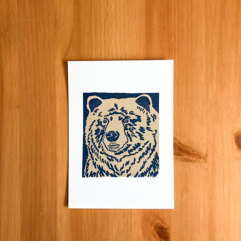Blue Bear, Art Print 5x7 Animal Illustration, Home Wall Decor - Etsy