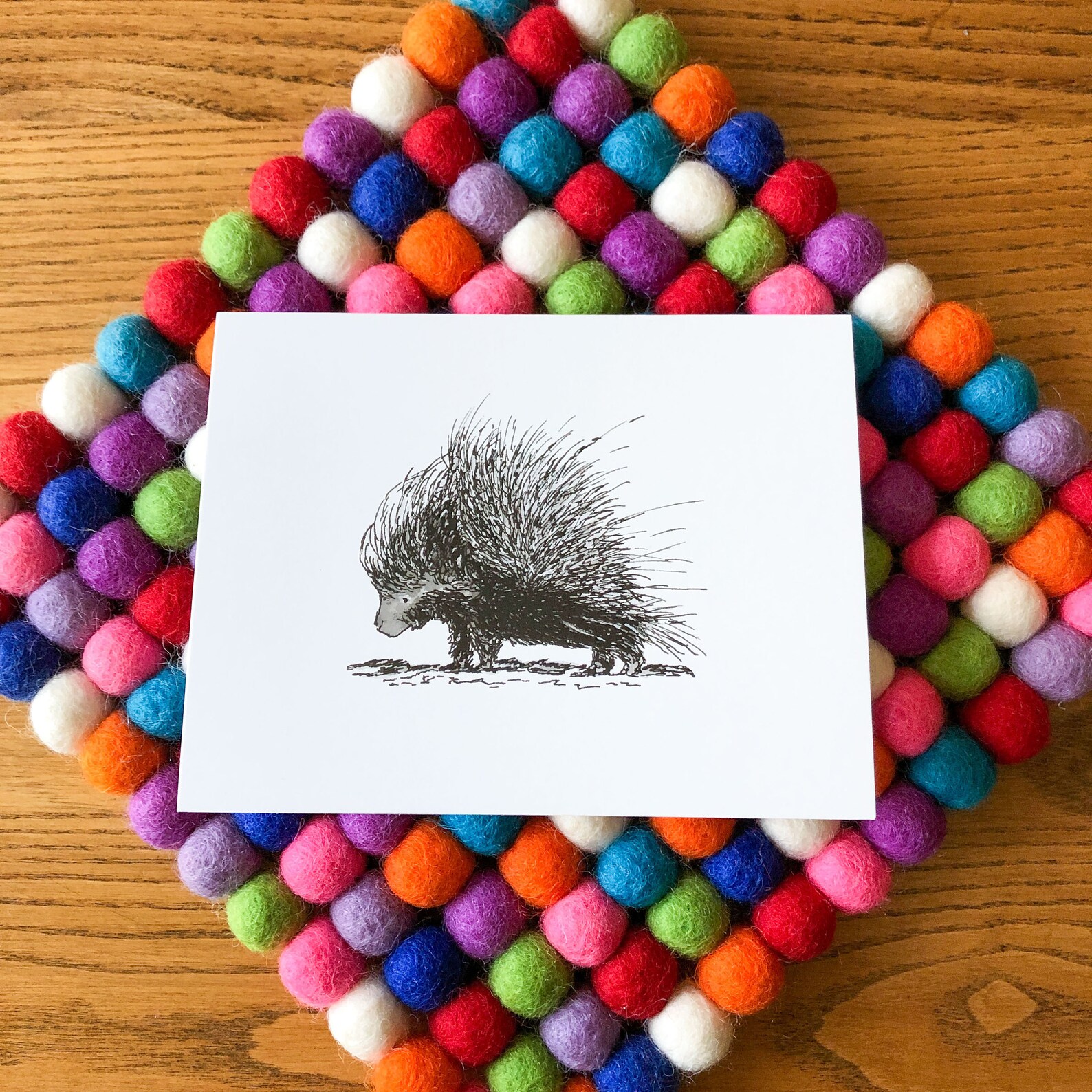 Porcupine Card, White Background, Porcupine Art Stationery - Etsy