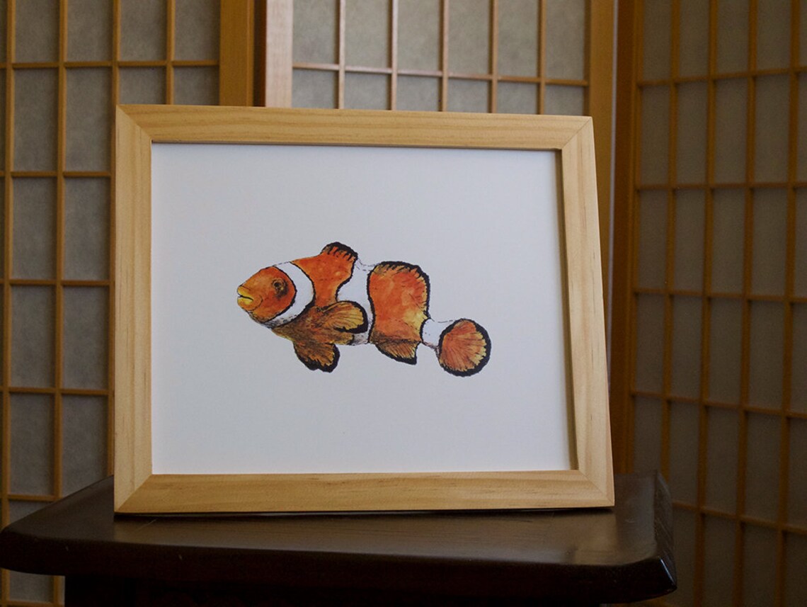 Clownfish 8x10 Unframed Fish Art Print Animal Watercolor Illustration ...
