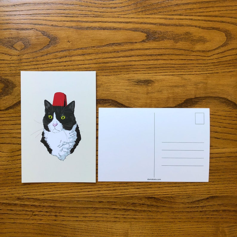 Fez Hat Animal Postcards 4x6 Animal Illustration Small - Etsy