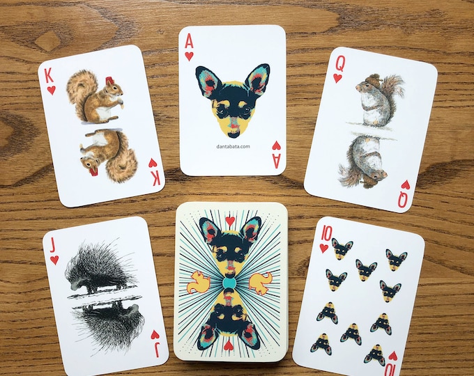 Whimsical Animal Playing Card Deck – Poker Size, Illustrated Characters ...