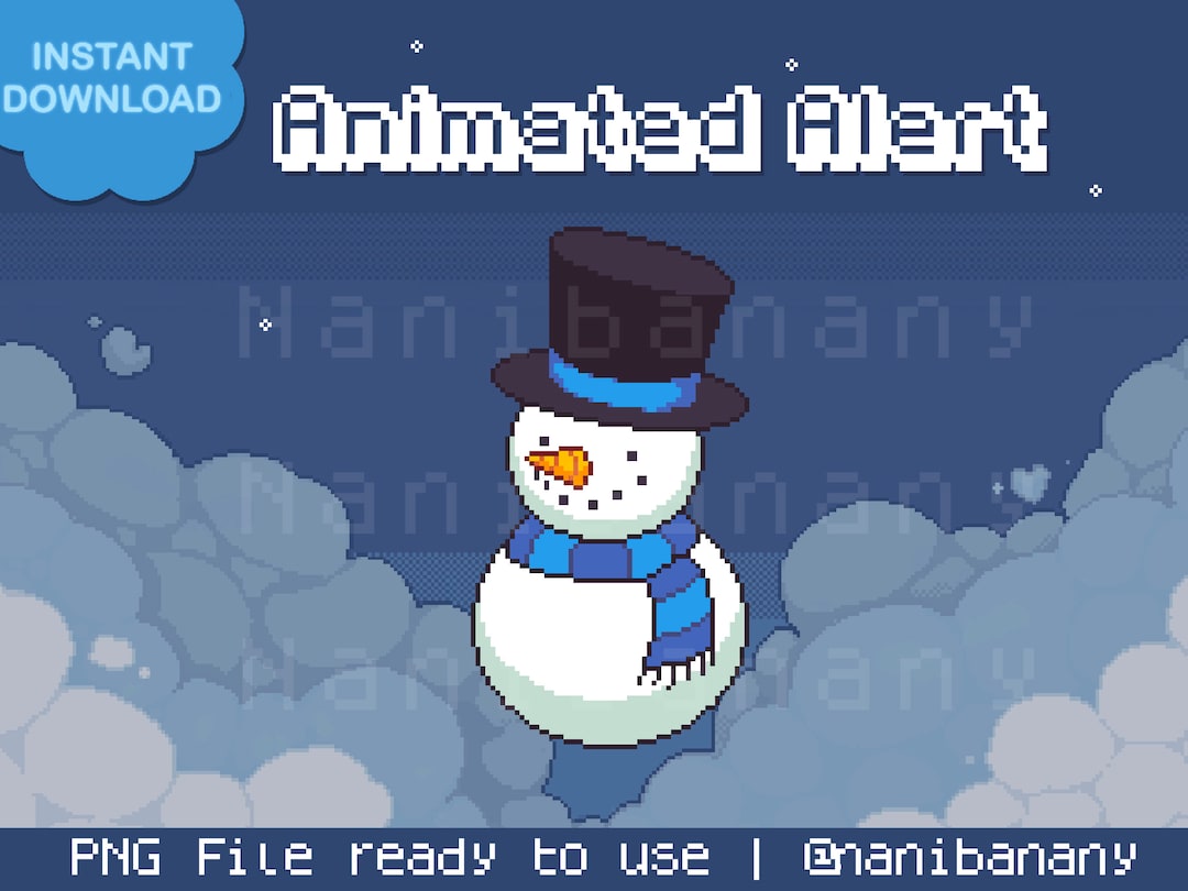 Cozy Pixel Blue Winter Alert / Overlay / Decoration / Raid / Follower ...