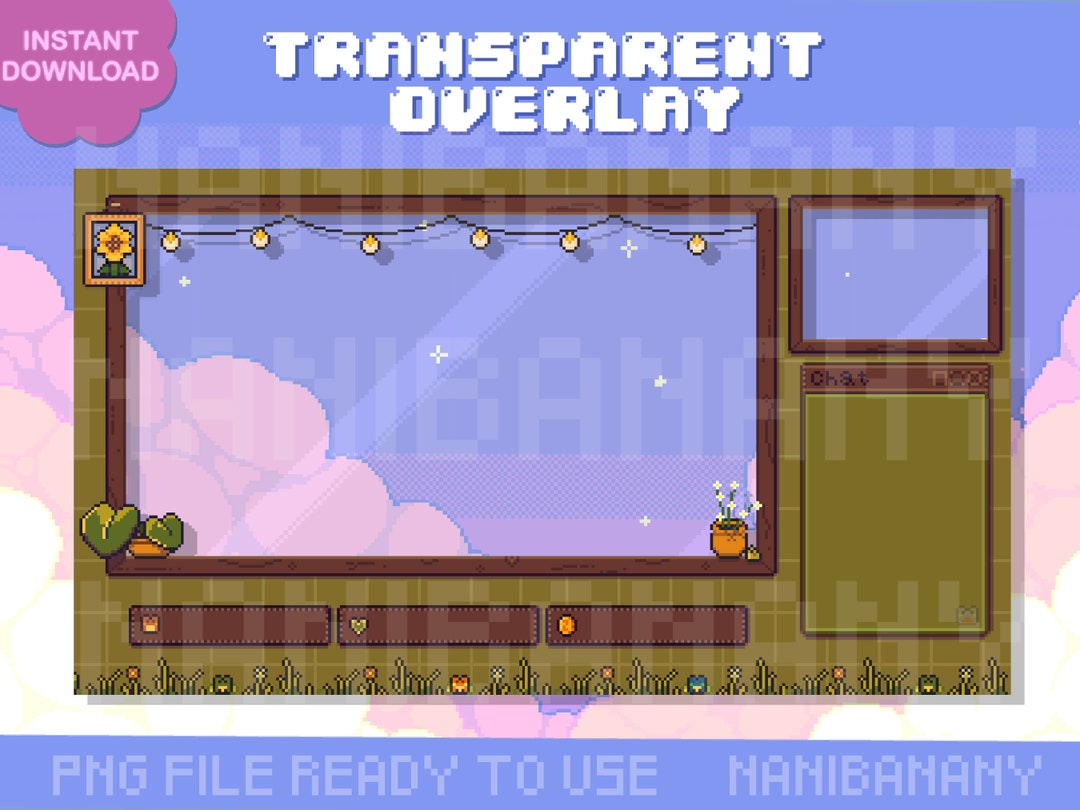 1 X Cute Green Froggy Cozy Desk Overlay Twitch Youtube Streamer Overlay ...