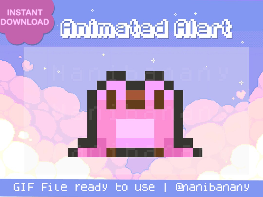 Pixel Pink Froggy Kiss Love Alert / Overlay / Decoration / Raid ...