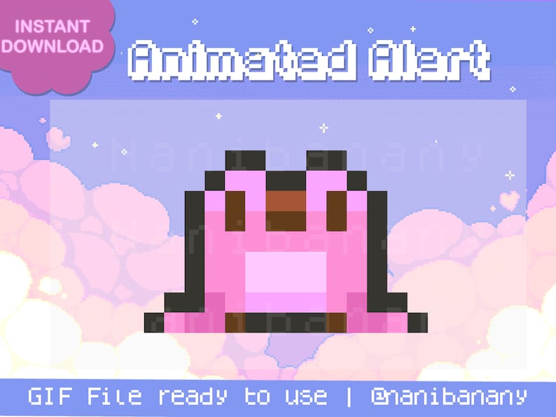 Pixel Pink Froggy Kiss Love Alert / Overlay / Decoration / Raid ...