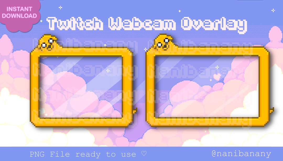 Pixel Adventure Time Jake the Dog Webcam Frame Overlay Pack for Twitch ...