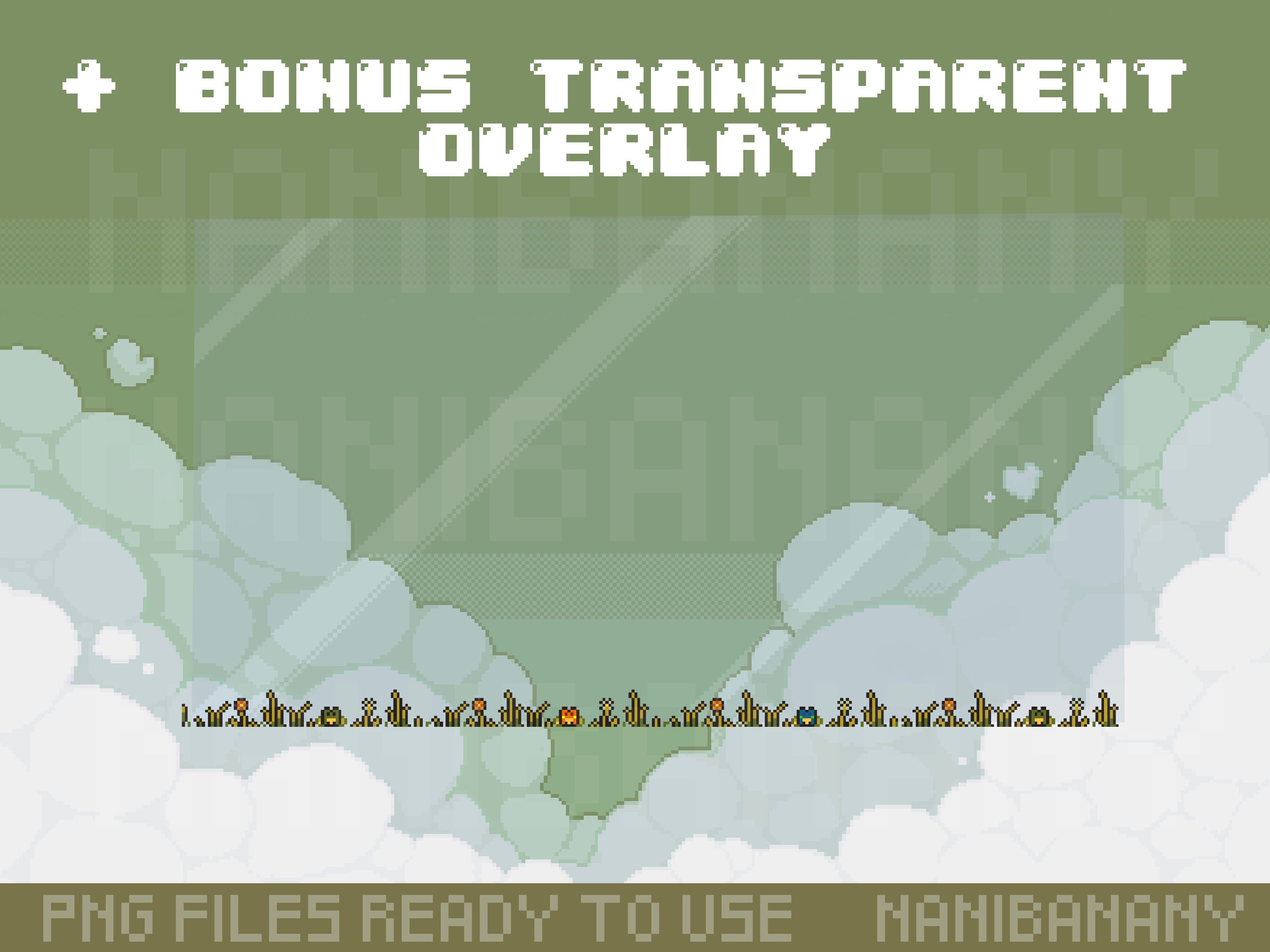 Cozy Animated Pixel Froggy Desk Stream Overlay Package | Cute Green ...