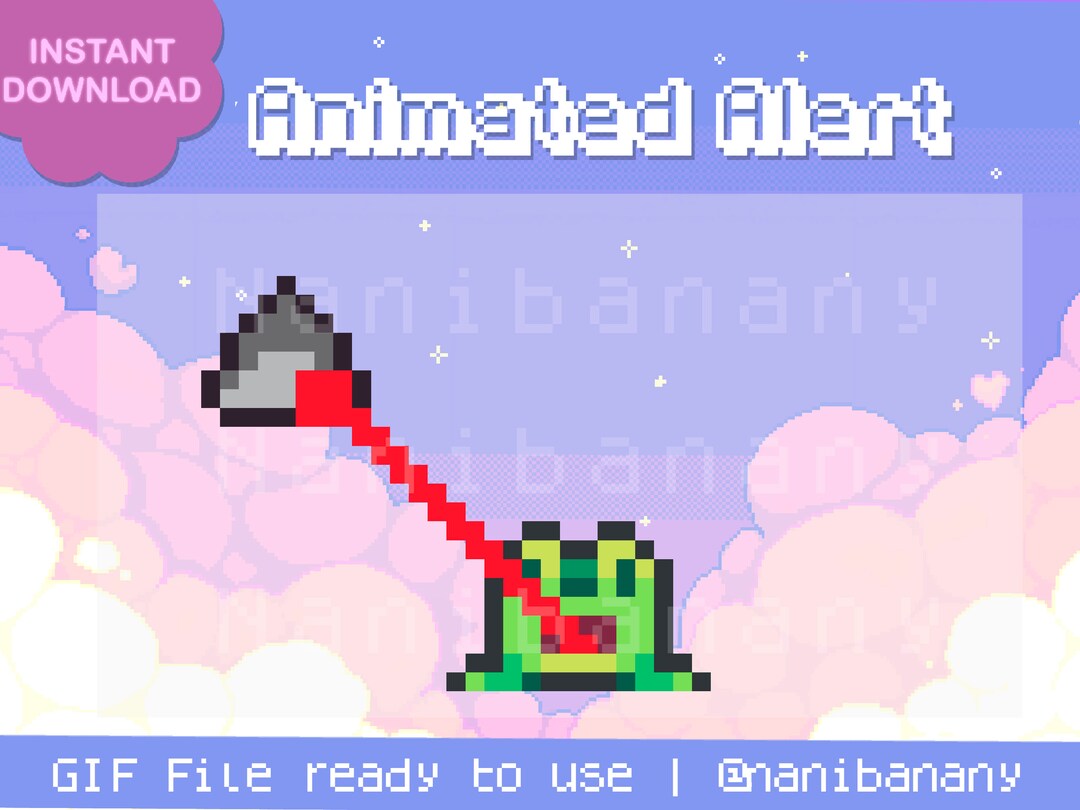 Pixel Green Frog Froggy Eating Bits Emotes Alert / Overlay / Decoration ...