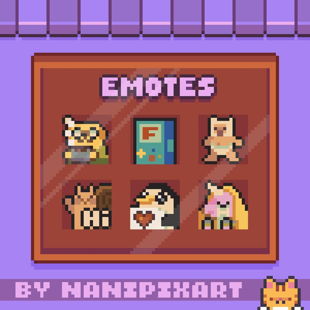 Cozy Pixel Emotes for Streamers | Coffee F Hi Emote Love Crying Animals ...