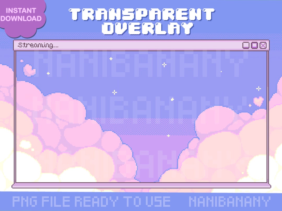 1 X Cute Pixel Pink Cozy Desk Overlay Twitch Youtube Streamer Overlay ...