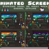 4 X Cute Pixel Animated Scenes Screens Neon Yellow Lights Cozy Froggy ...
