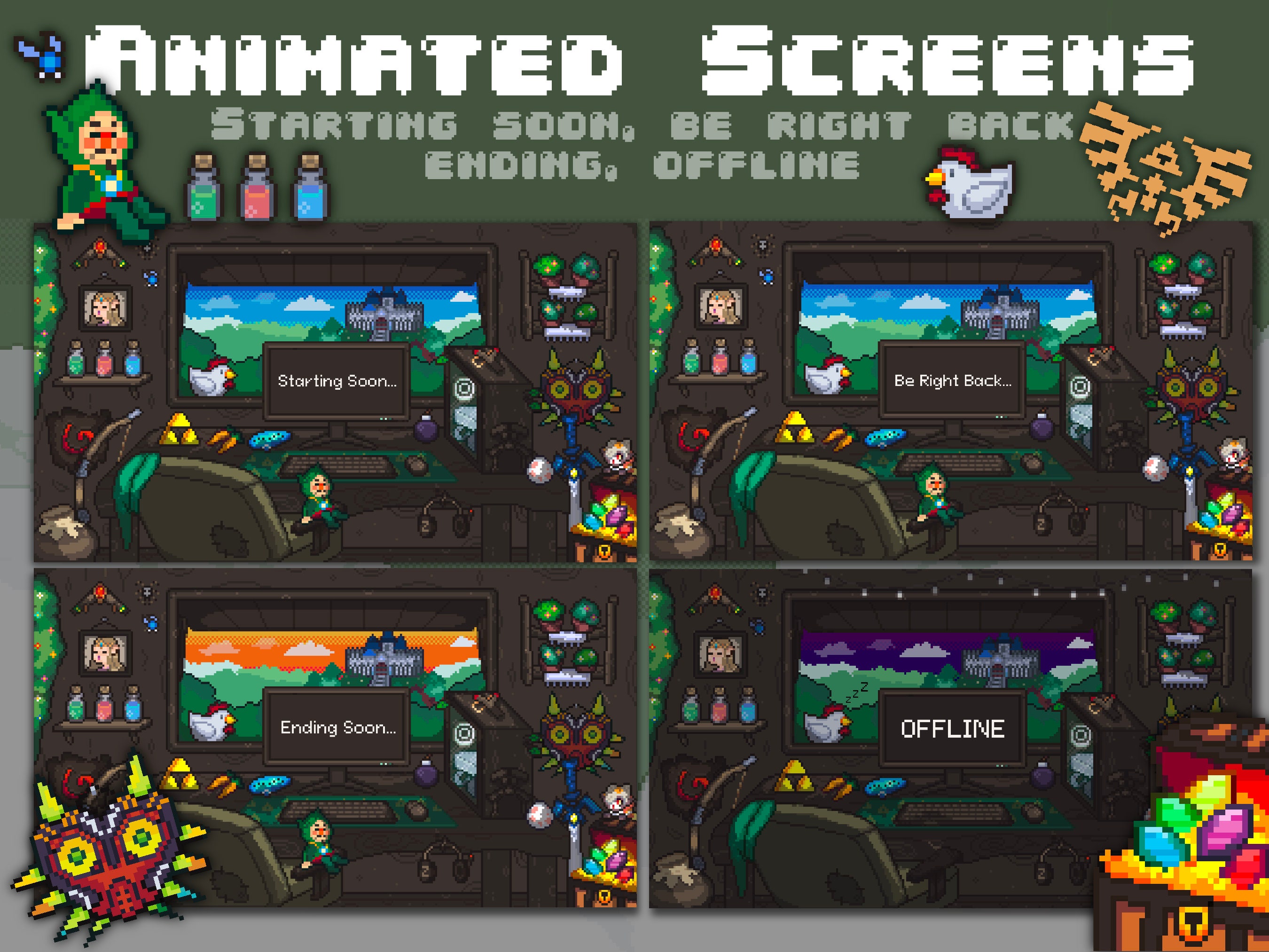 4 X Pixel Wild Elf Fairy Warrior Princess Theme Cozy Gaming Setup ...