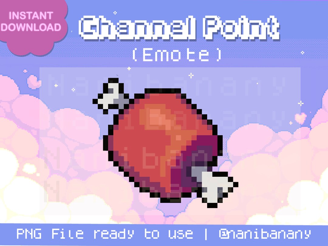 Kawaii Pixel Chibi Anime Bone Meat Food Art Channel Point Emote for ...