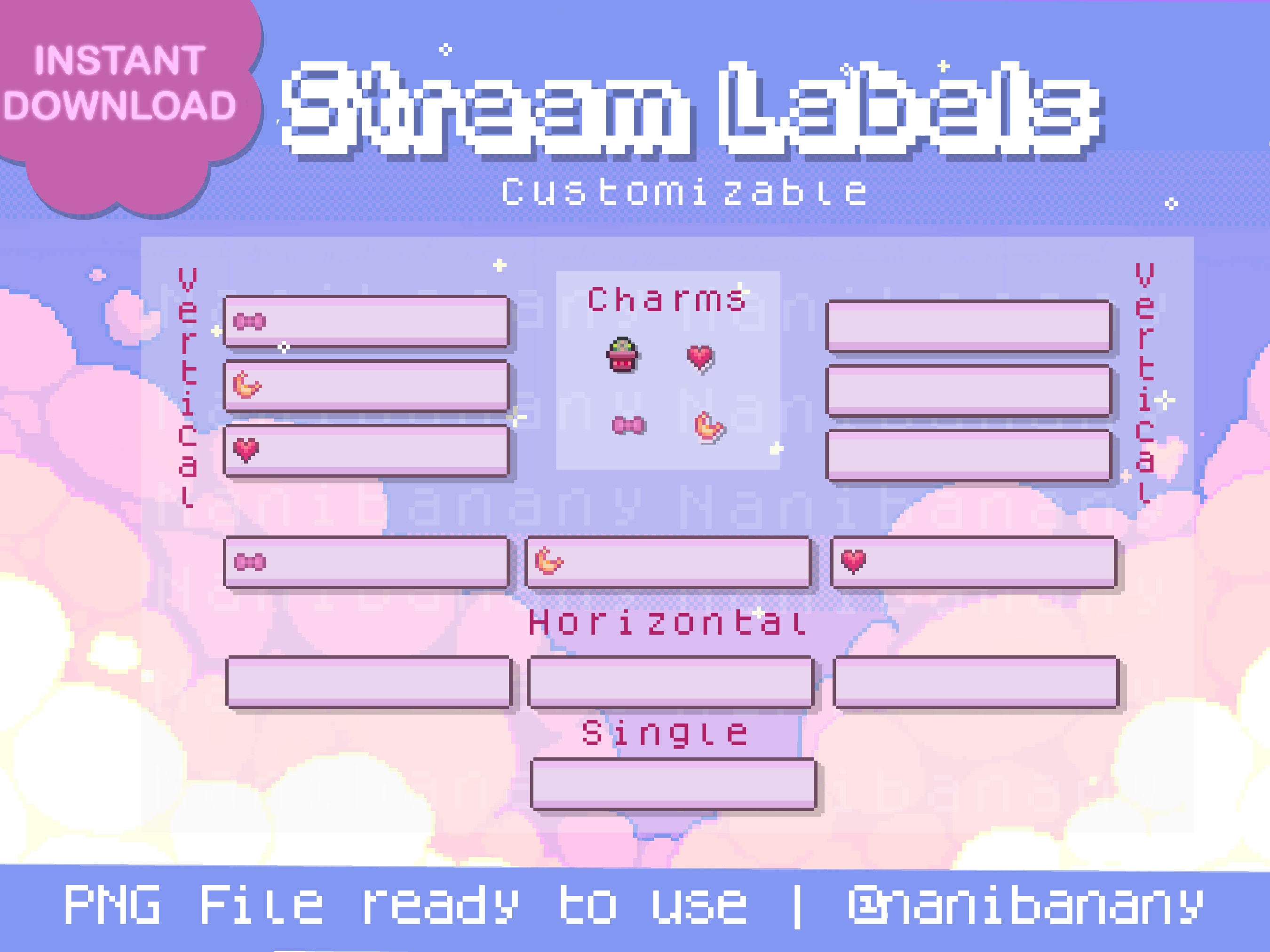 Pixel Soft Purple Kawaii Stream Labels for Twitch Youtube Streamers ...