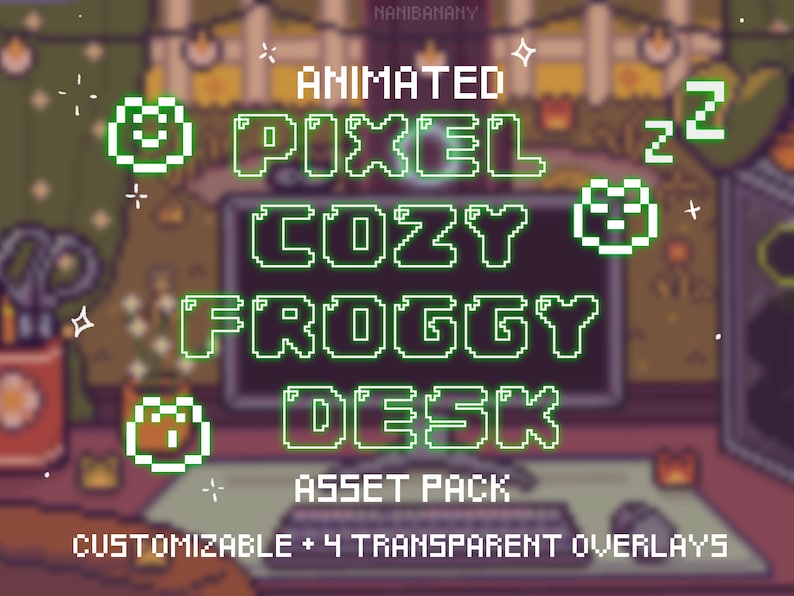 Cozy Animated Pixel Froggy Desk Stream Overlay Package Cute - Etsy