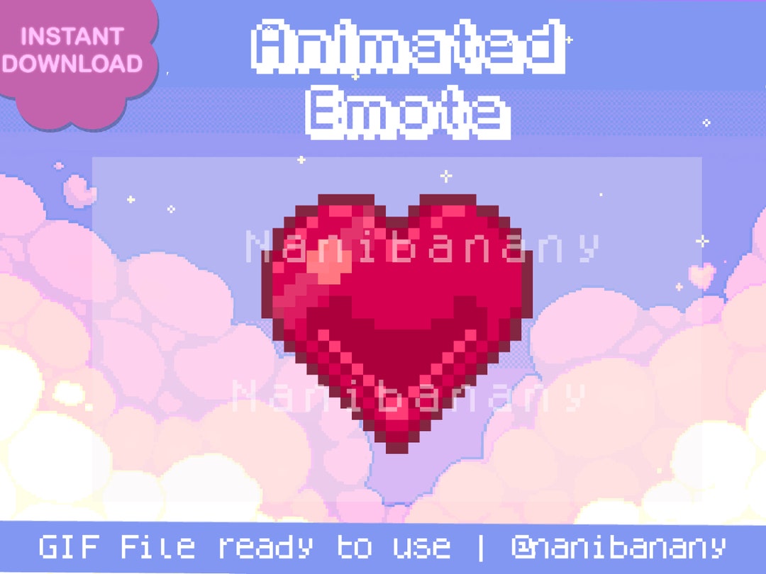 Pixel Diamond Red Heart Spinning Animated Emote for Discord Twitch ...