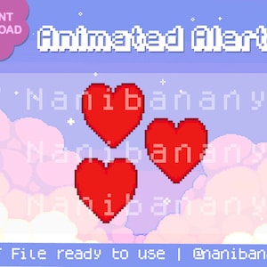 Cute Pixel Valentine Red Hearts Animated Alert Donation / Overlay ...