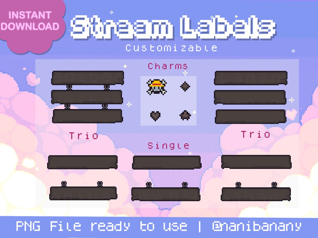 Pixel Pirate Anime Skull Stream Labels for Twitch Youtube Streamers ...