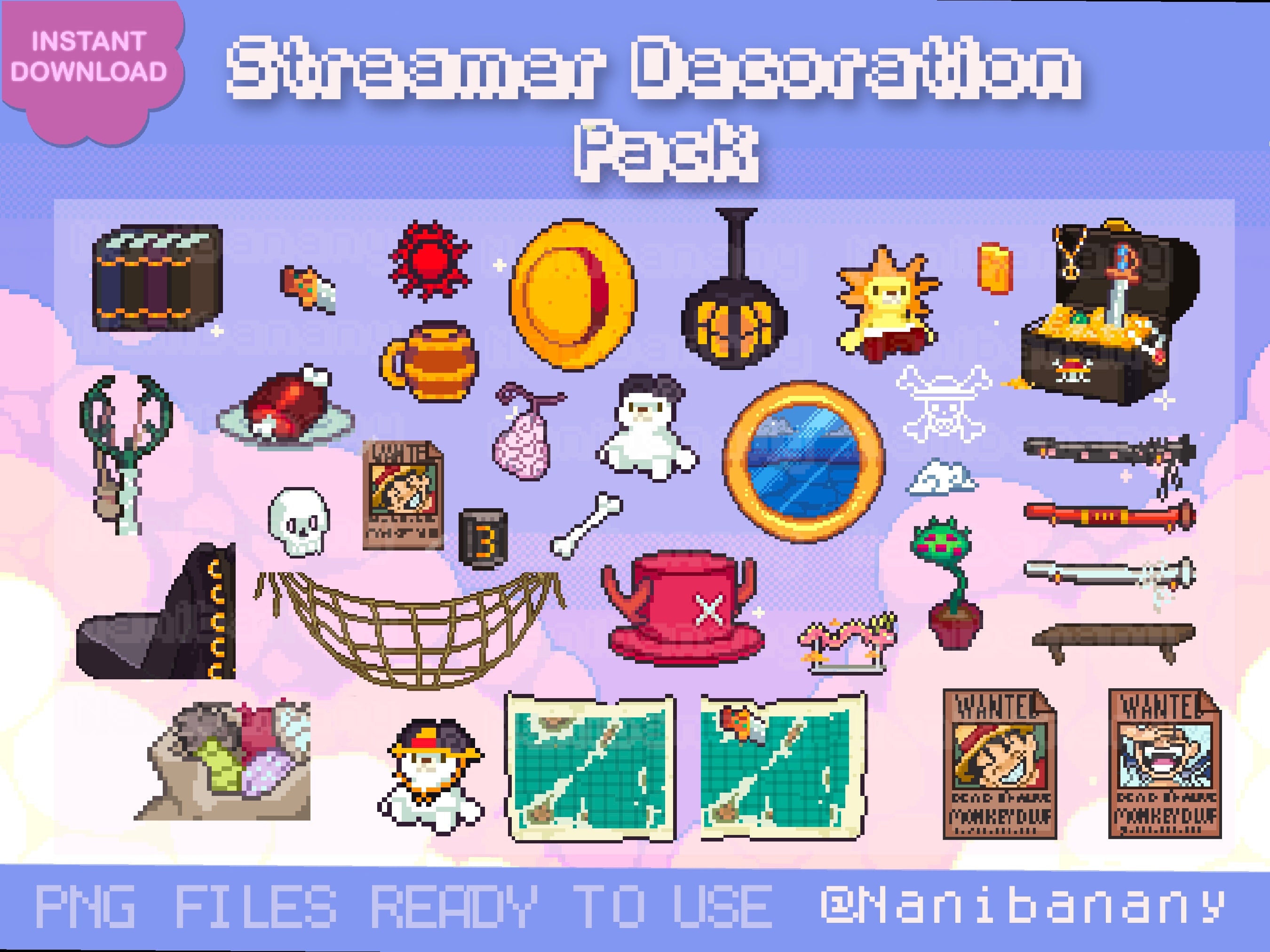 40+ PNG Images Ready to Use Pixel Stream Decoration Bundle Pack - Cozy ...
