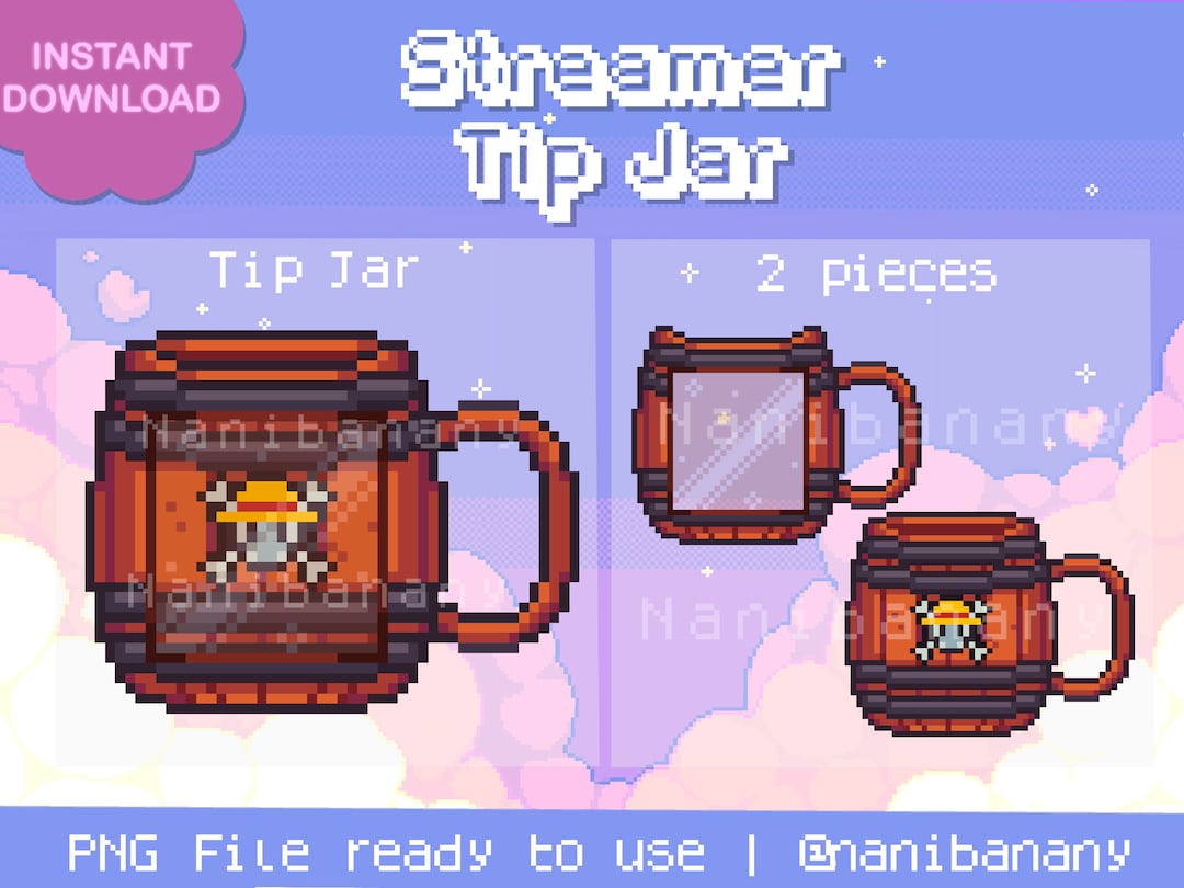 Pixel Beer Mug Pirate Ship Anime Character Tip Jar Hype Cup for Twitch ...