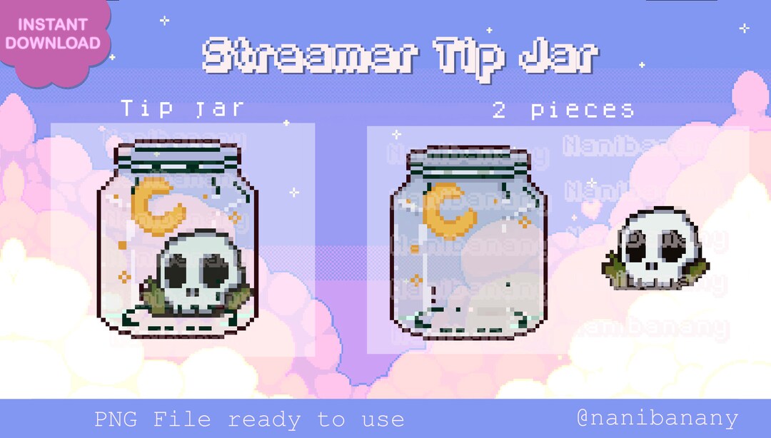 Pixel Moon Skull Galaxy Star Tip Jar Hype Cup for Twitch Youtuber ...