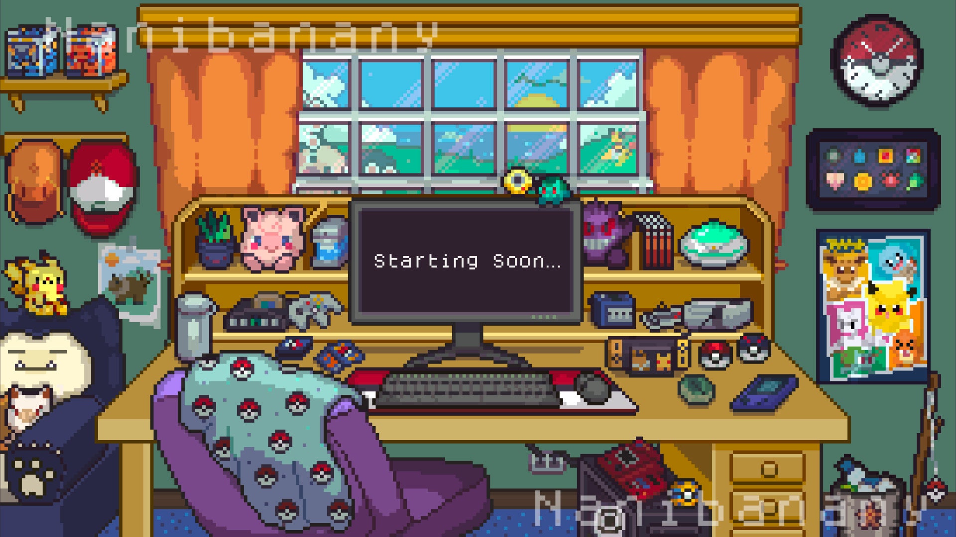 4 X Lofi Pixel Monster Trainer Japan Anime Theme Cozy Gaming Setup ...