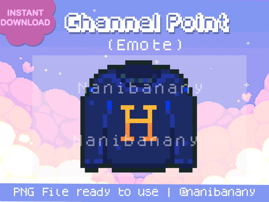 Pixel Red Wizard Witch Blue H Sweater Channel Point Emote Icon for ...