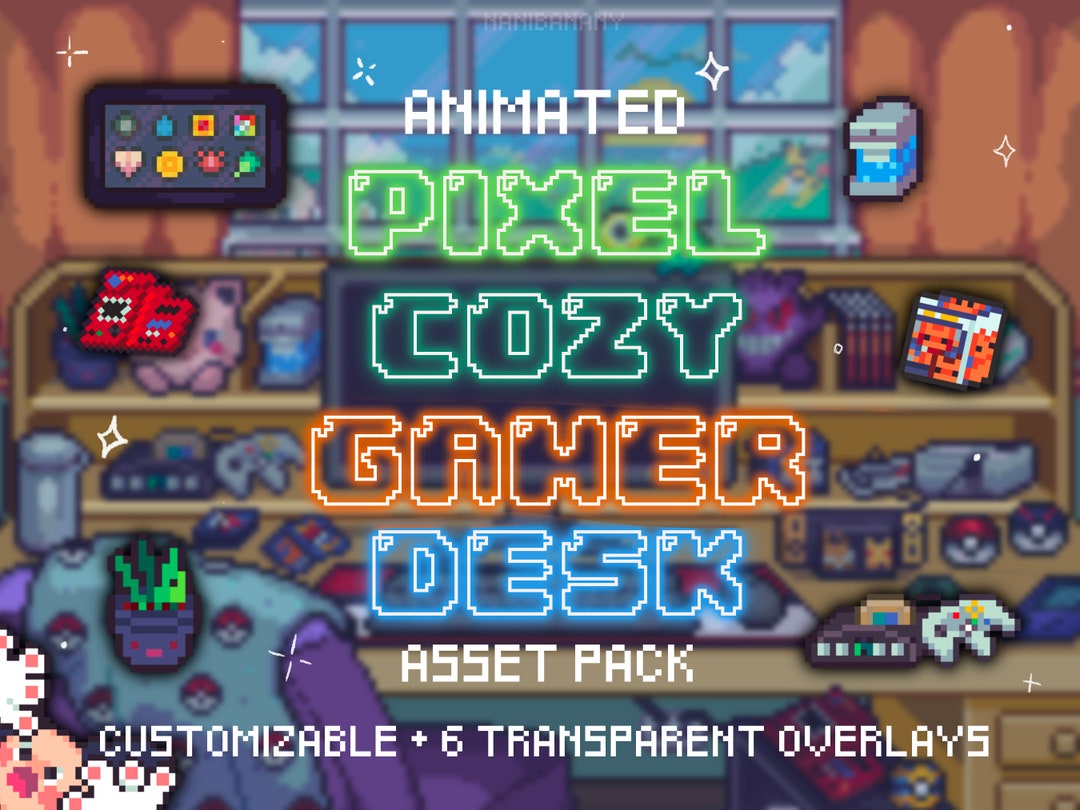 Cozy Animated Pixel Monster Japanese Trainer Anime Setup Gamer Desk ...