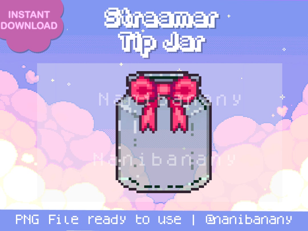 Pixel Cute Pink Bow Tie Tip Jar Hype Cup for Twitch Youtube Streamers ...