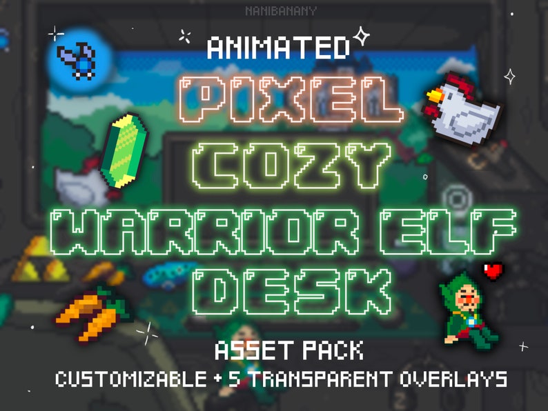 Cozy Animated Pixel Wild Elf Warrior Fairy TO-TK Japanese Setup Gamer ...