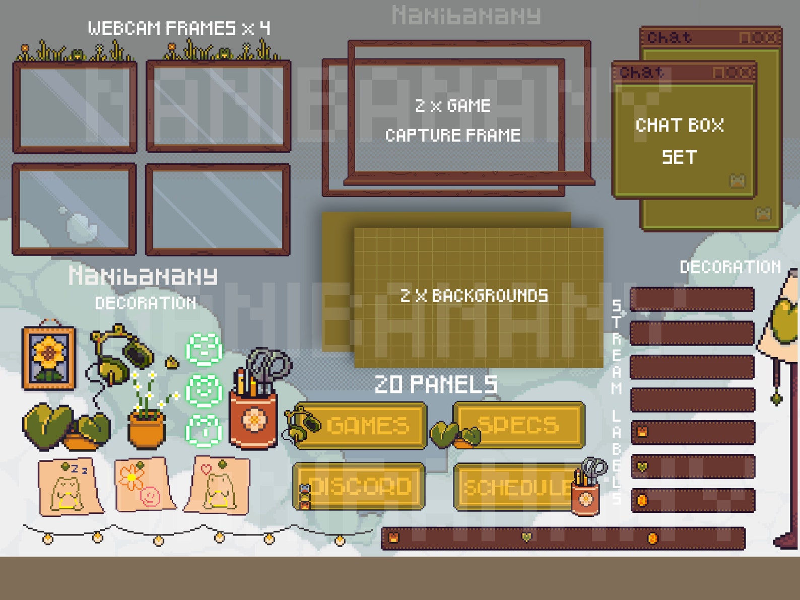 Cozy Animated Pixel Froggy Desk Stream Overlay Package Cute - Etsy