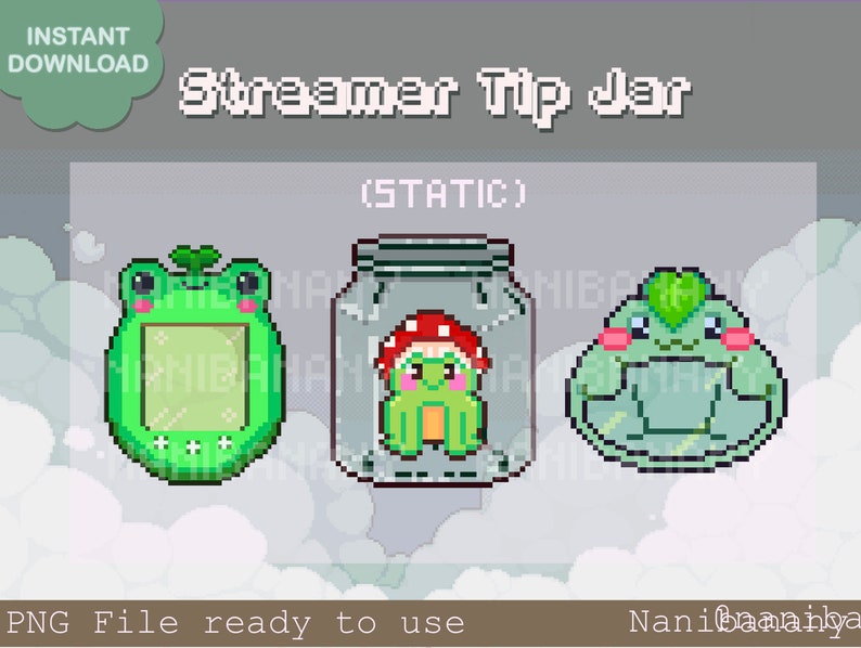 Cozy Animated Pixel Froggy Desk Stream Overlay Package | Cute Green ...